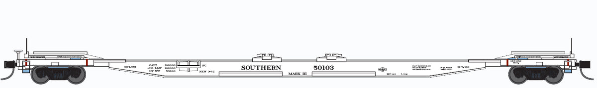 Trainworx Mark III Flexi-Van Flatcar - Ready to Run -- Southern Railwa ...