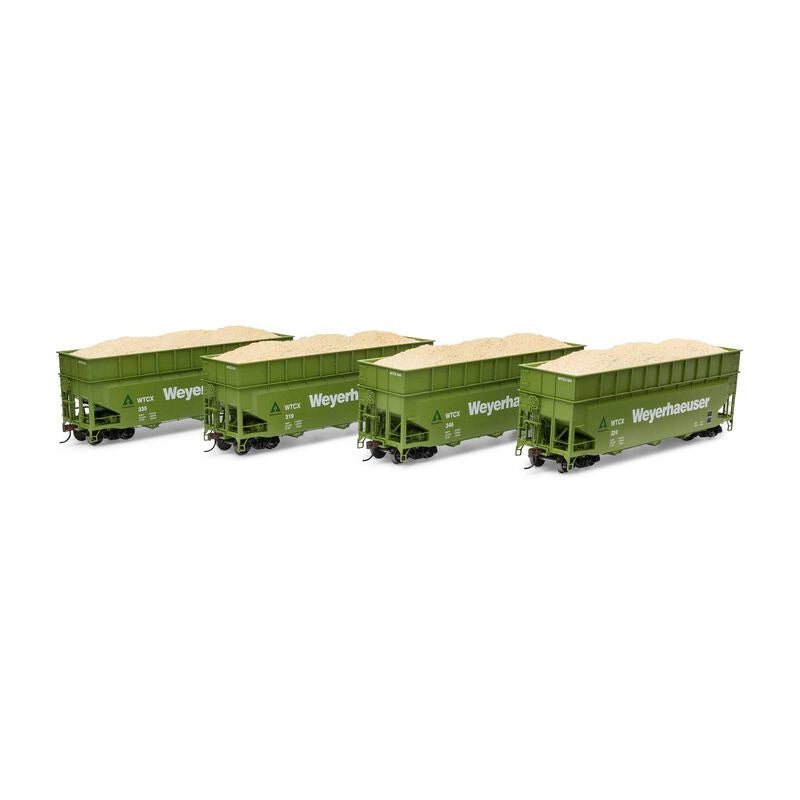 HO ATH 40' Wood Chip Hopper w/Load, WTCX #319/324/335/346 (4 ...